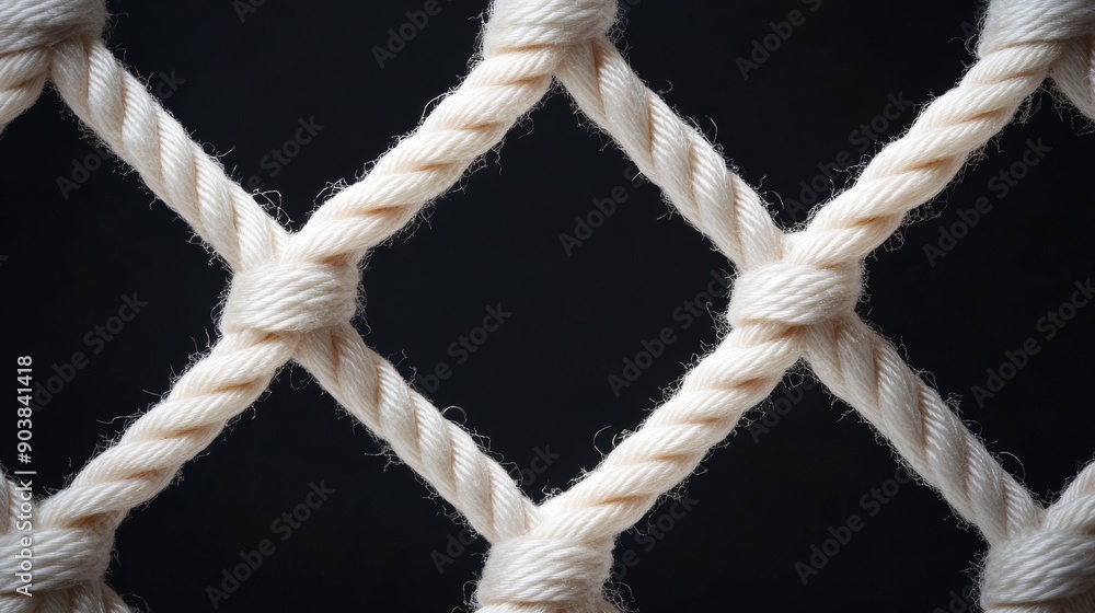Black Background, Pirate Ship Rope Net. The detailed texture of the ...