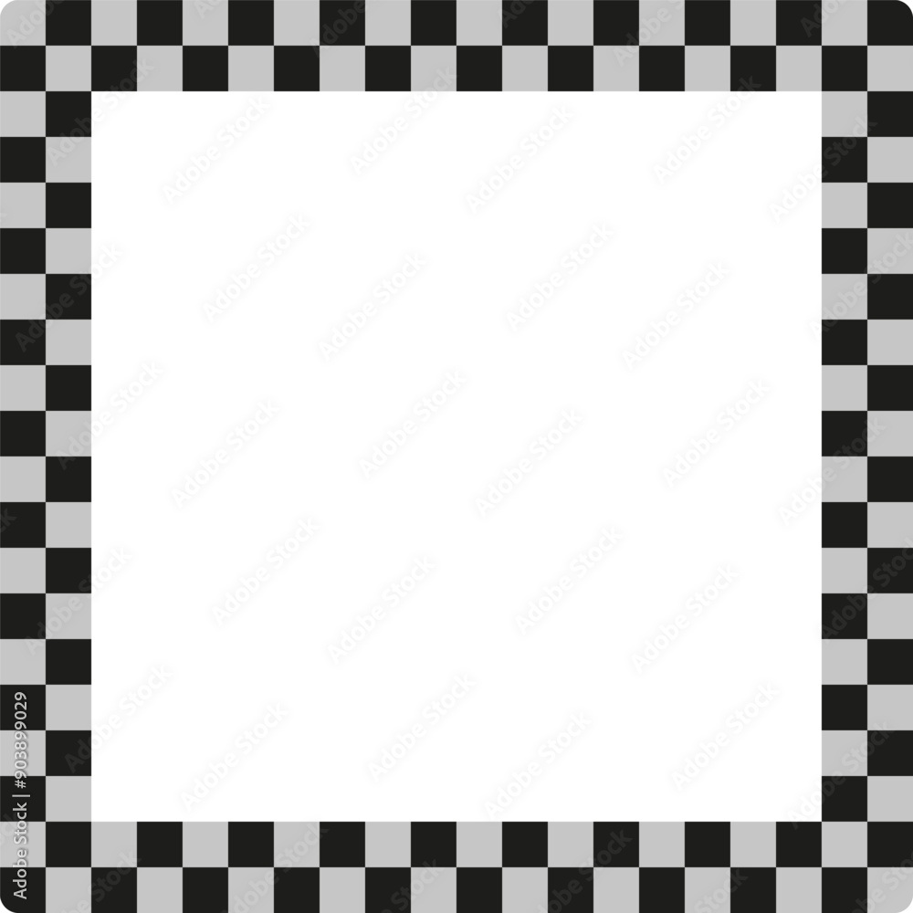 Checkered border frame. Black and gray squares. Vector illustration ...