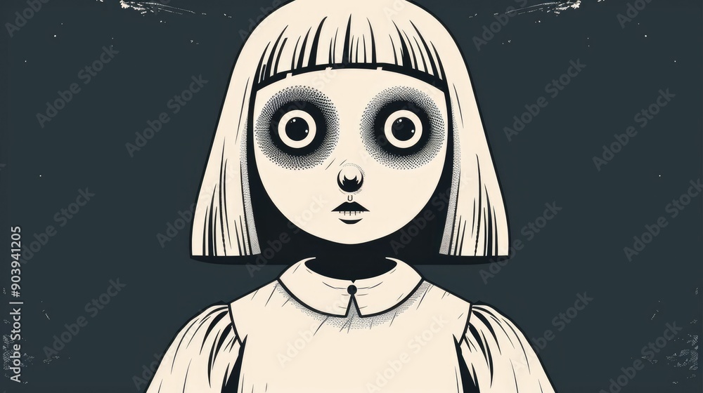 Haunting depicting a creepy eerie eyed doll with a disturbing sinister ...