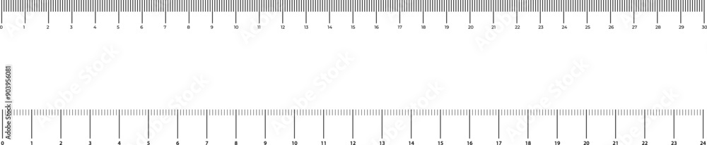 Graduated ruler vector illustration on a white background. Inch and ...