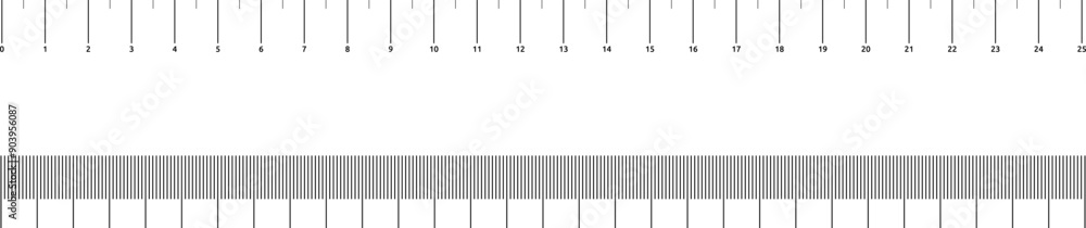 Graduated ruler vector illustration on a white background. Inch and ...