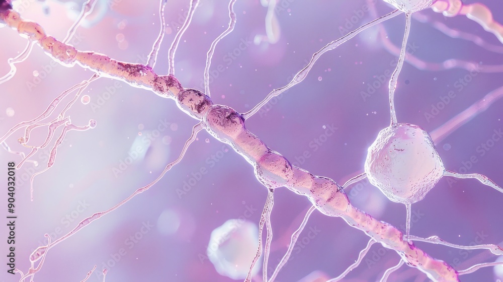 Illustrated look at a neuron transmitting nerve impulses through its ...