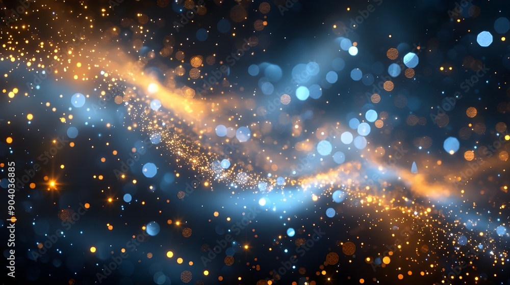 abstract blue and gold background with particles Stock Photo | Adobe Stock