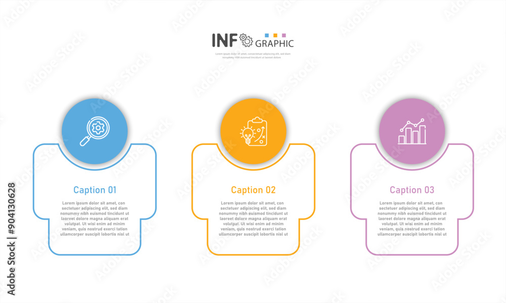 Business infographic template, flow chart with 3 options, strategic ...