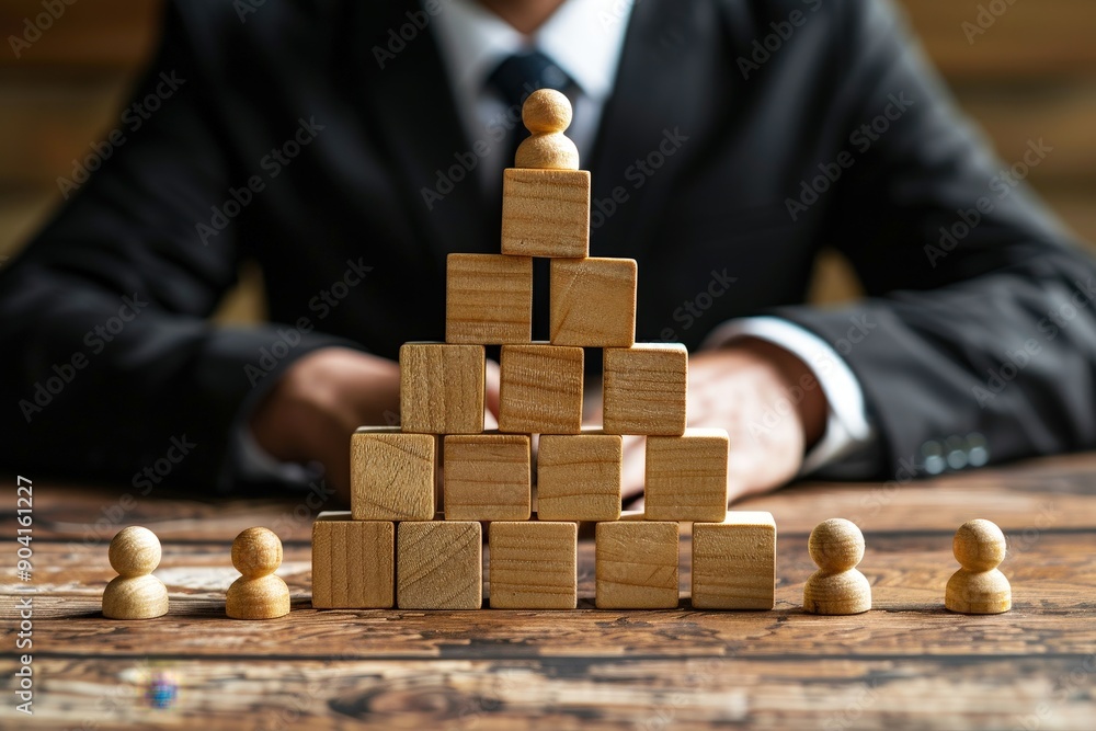 Building a Strong Foundation: Wooden blocks form a hierarchical pyramid ...