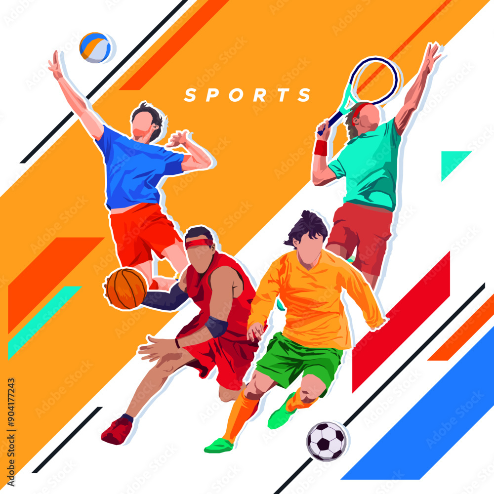 Sports athlete illustration for national sports day celebration banner ...