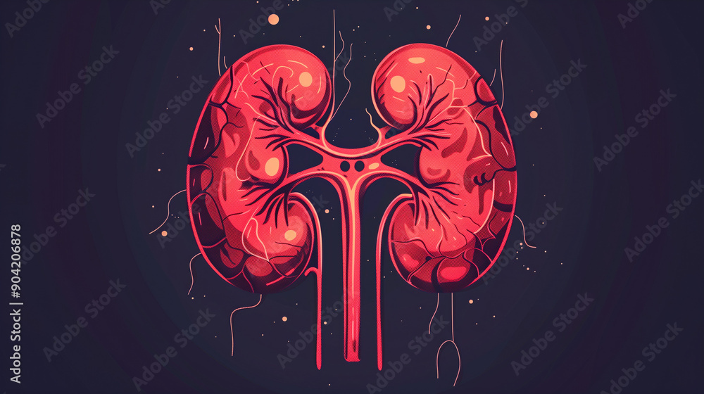 kidney, human anatomy, medical illustration, renal system, organ ...