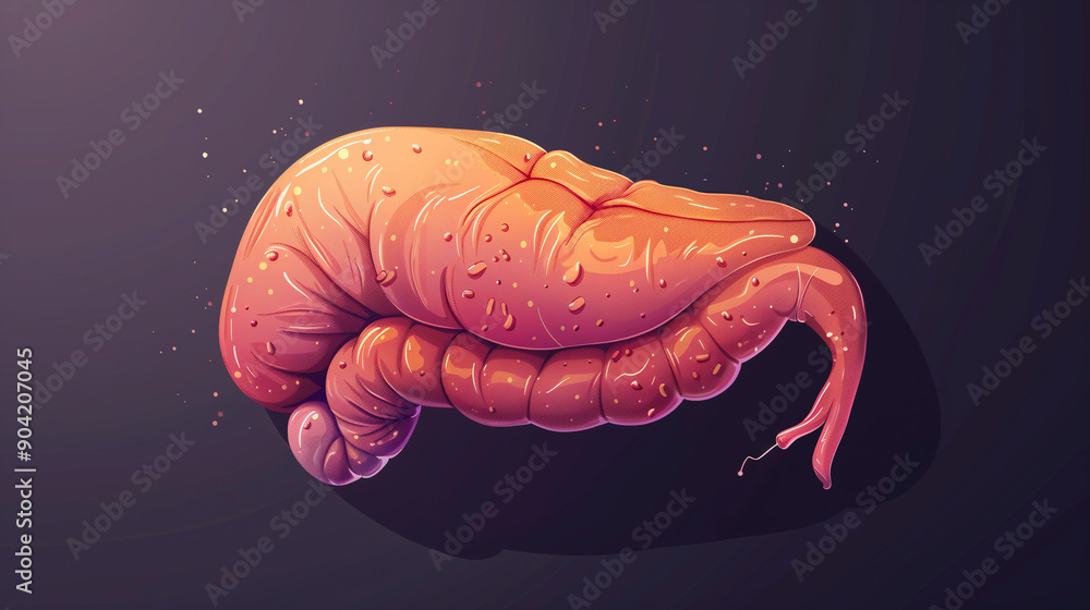 pancreas, human anatomy, medical illustration, digestive system, organ ...