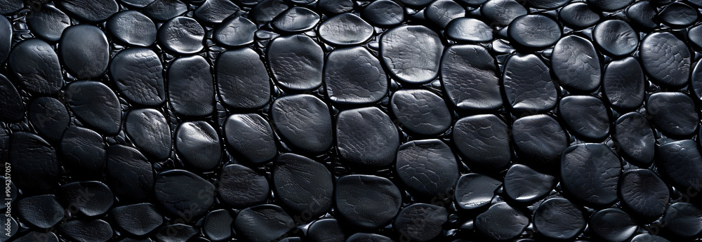 Black snake skin texture background, top view. Dark wallpaper with a ...
