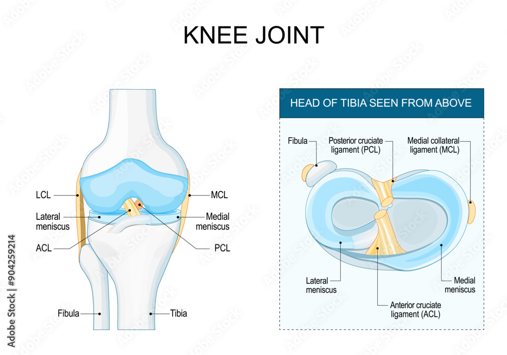 Knee joint anatomy. Meniscus and ligaments Stock Vector | Adobe Stock