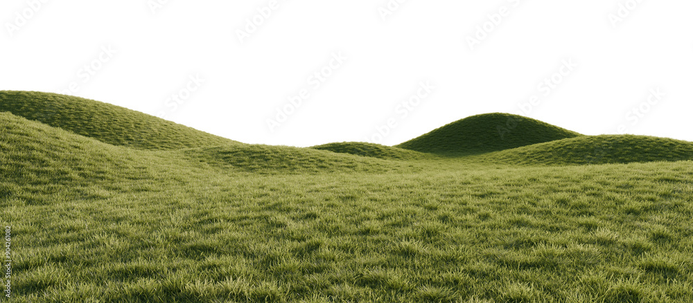 Hills with grass on a transparent background. 3D rendering. Stock Photo ...