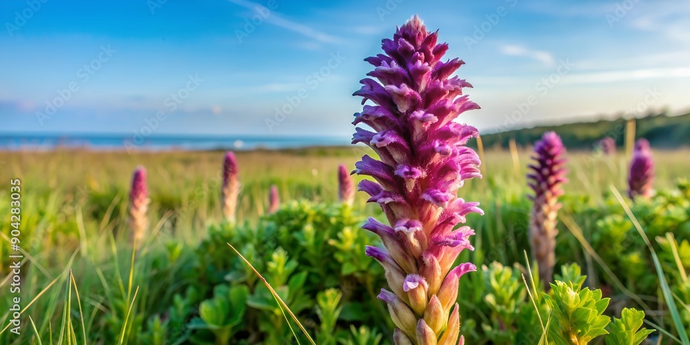 Purple Broomrape Orobanche purpurea rare coastal parasitic plant ...