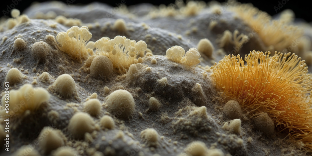 mushroom mycelium under the microscope , mushroom spores mold fungi in ...