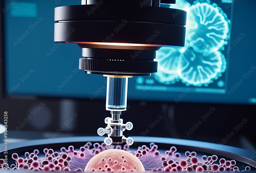 detailed examination dangerous viruses bacteria microscope illustrates ...