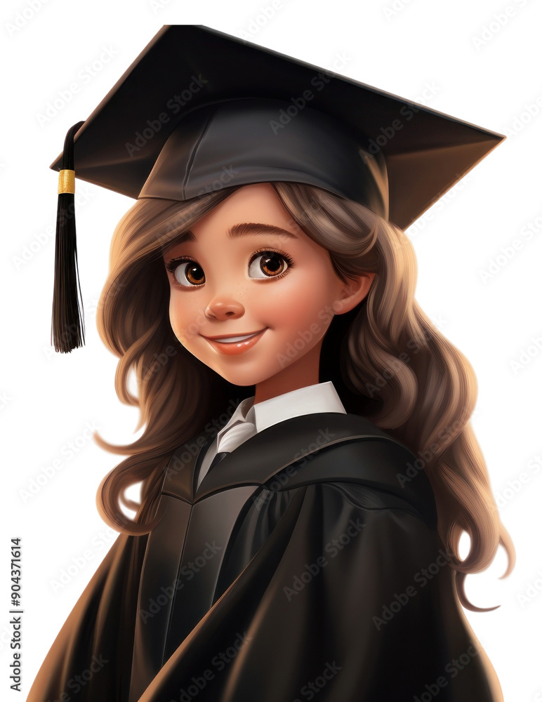 PNG Girl wearing black graduation regalia gown education cartoon adult ...