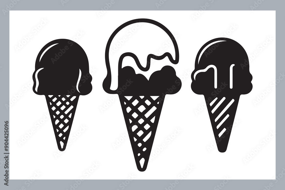 Ice cream logo, with minimalist style. Ice cream silhouette vector, Ice ...