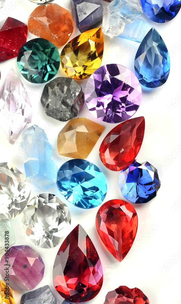 colorful collection of cut and uncut gemstones Stock Illustration ...