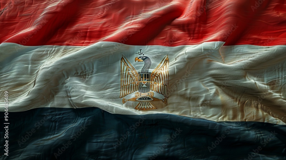 This digital illustration features the Egyptian flag, showcasing crisp ...