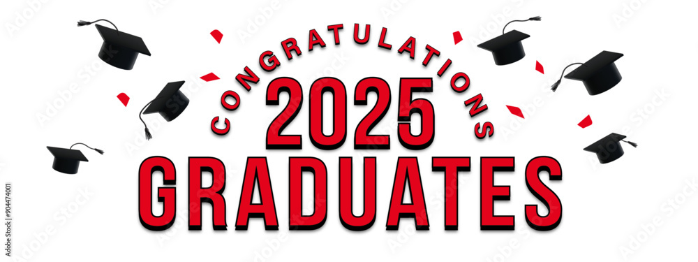 White Background - red and black festive graduation announcement for ...