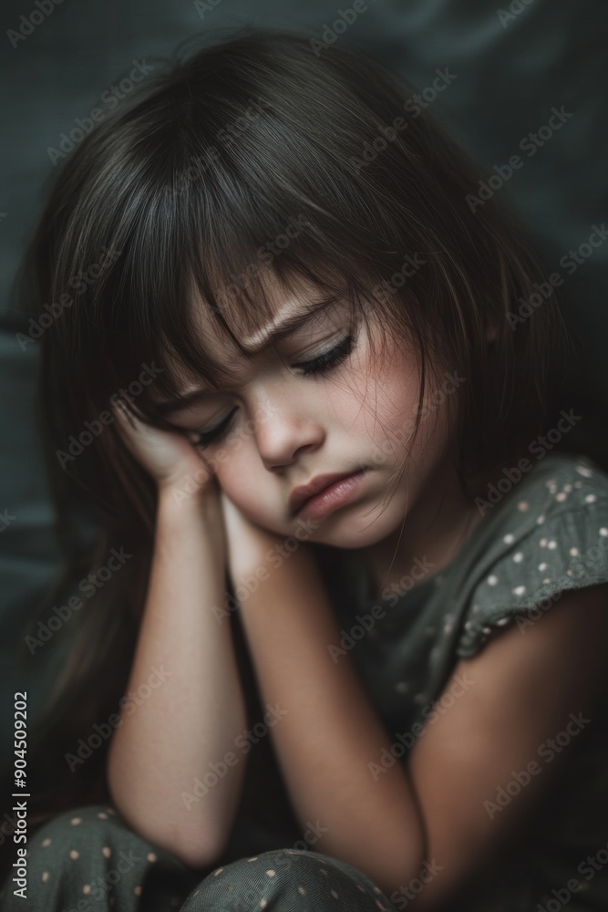 An emotional portrait of a sad crying child who is coping with the ...