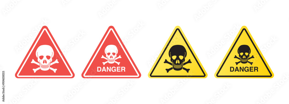 Hazard Warning Danger Signs. Skull, Crossbones, Skeleton, Toxic ...