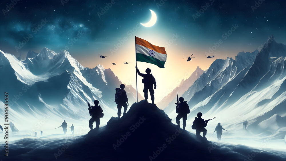 Kargil Vijay Diwas, Kargil victory day, indian army silhouette, holding ...