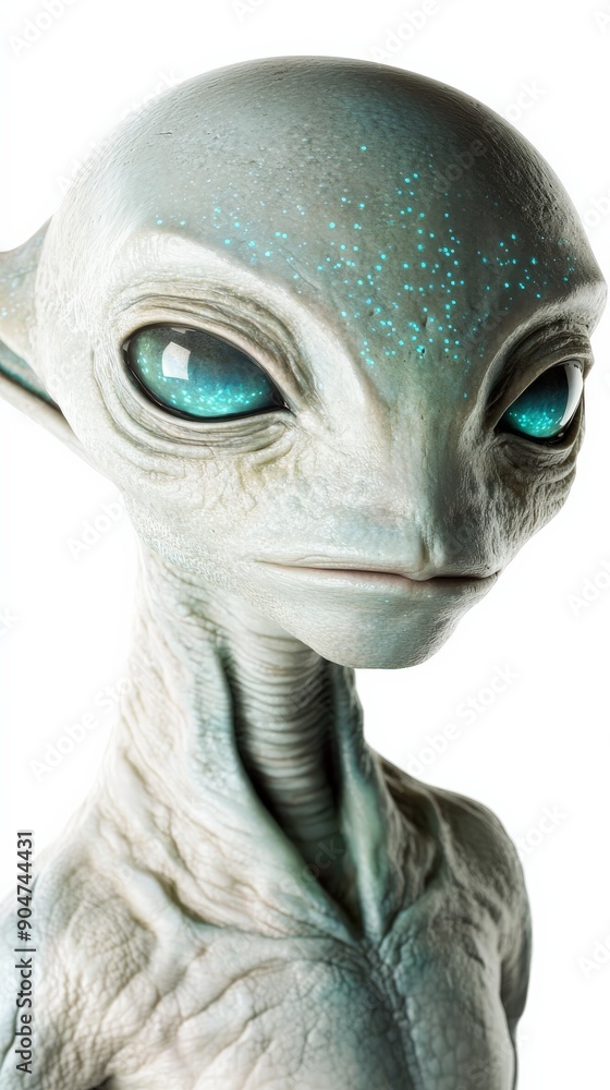 Futuristic alien creature with striking features and vibrant eyes, set ...