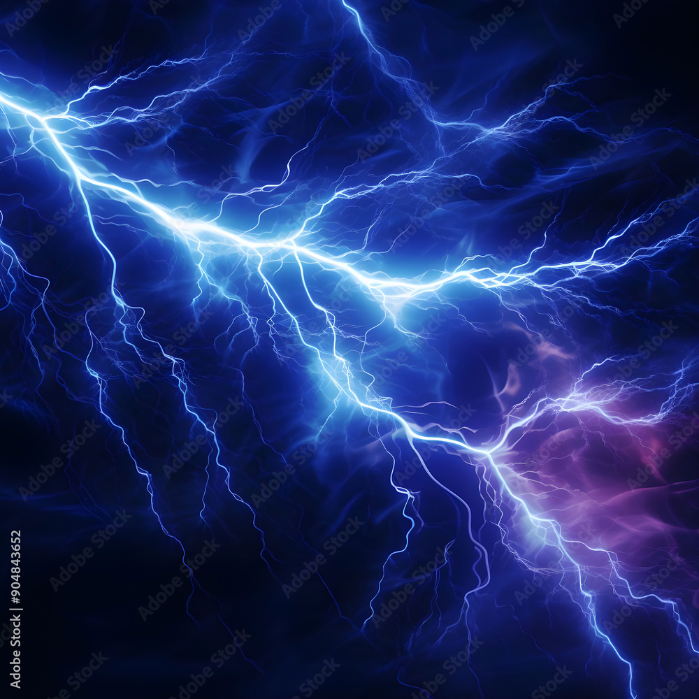 Abstract realistic nature lightning thunder background . Bright curved ...