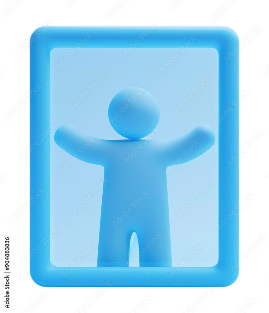 A 3D minimalistic blue avatar icon design, representing a simplified ...