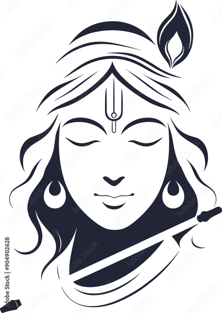 Adobe Illustrator Artwork featuring the silhouette of Lord Krishna's ...