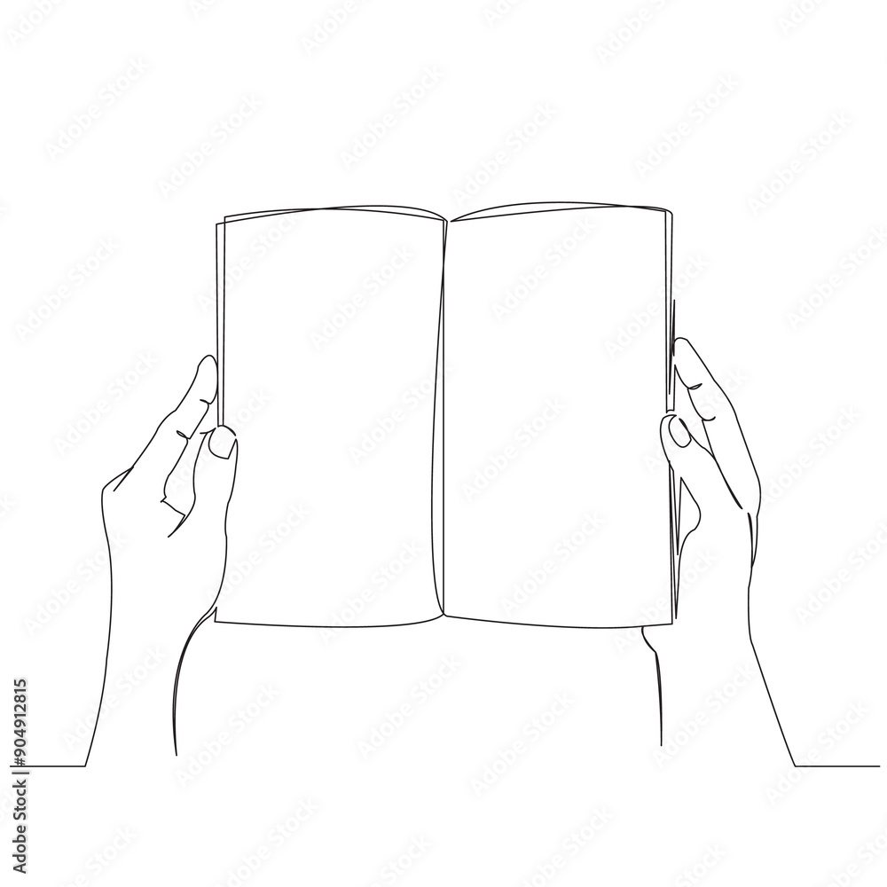 one continuous drawn line art doodle hand, paper, magazine, book ...