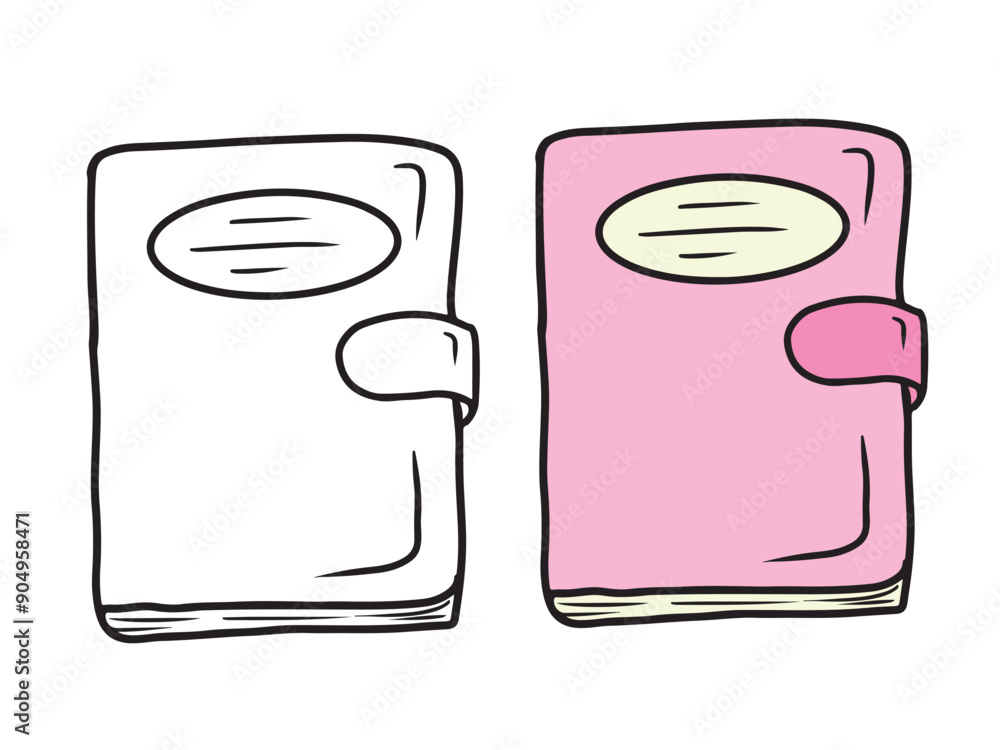 Beautiful closed pink girly diary notebook on white background. Hand ...