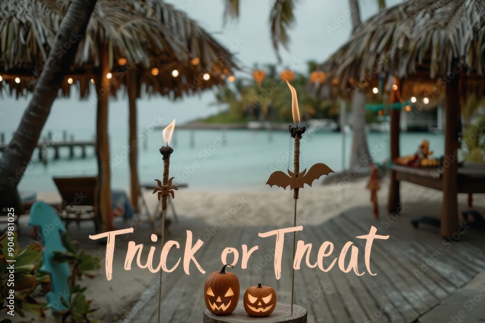 Tropical Halloween Collage: Images of a Halloween celebration on a ...