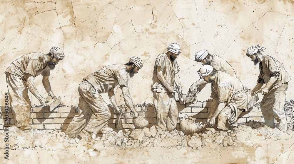 Exodus:Bricks Without Straw,Biblical Illustration of Israelites Mixing ...