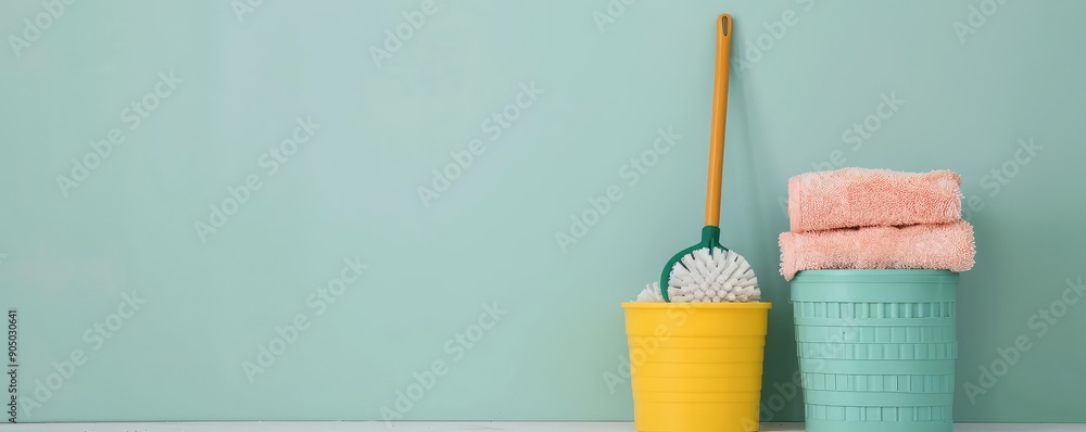 Germs on bathroom cleaning tools, germs, bathroom, illustrating ...