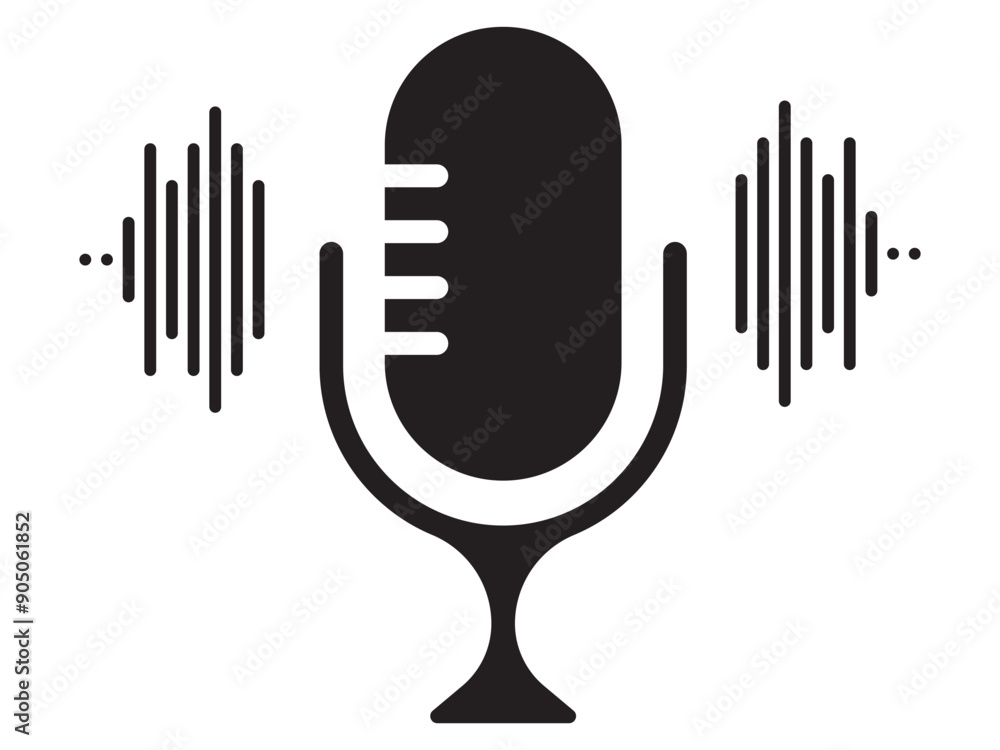 Microphone icon. Audio speech podcast mic vector symbol. Thin line ...