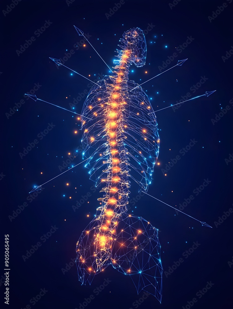 Spine joint bone human organ anatomy in form style polygon low poly ...