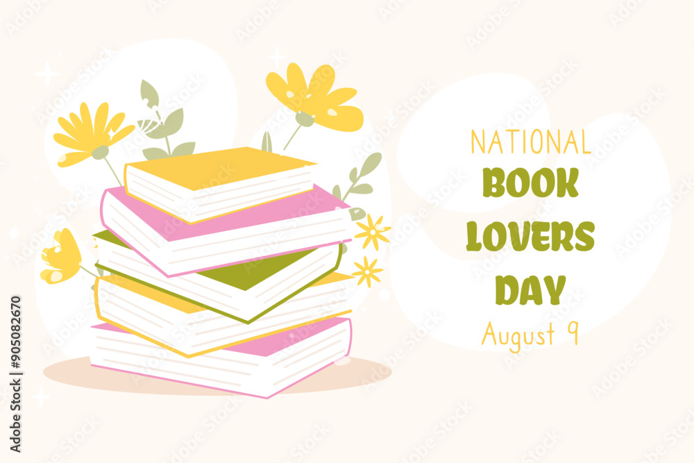 National Book lovers day on August 9. Vector illustration in flat ...