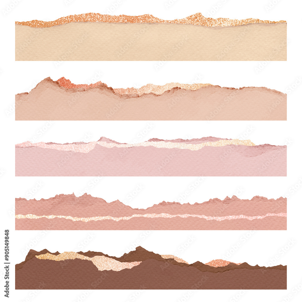 Pastel ripped paper png element clipart, textured border set on ...