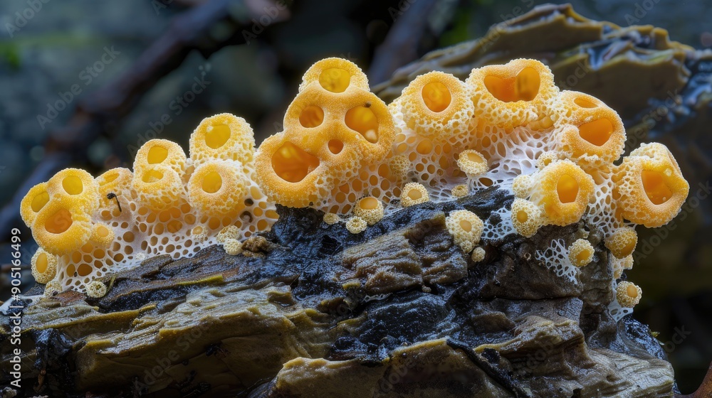 Fruit bodies of a Physarum slime mold or myxomycete make an odd ...