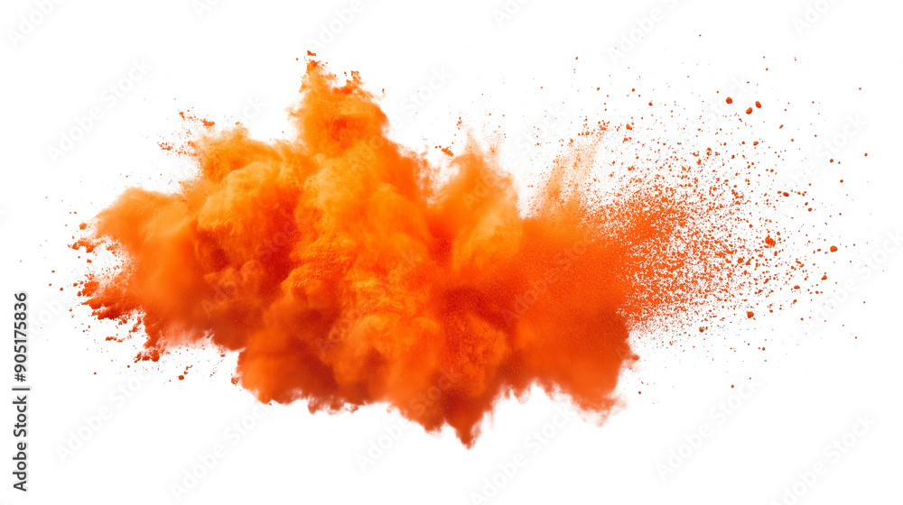 Burst of Orange chalk powder explosion isolated, festive color ...