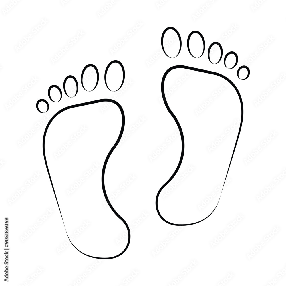 human feet print. simple bare foot prints outline symbol. transparent ...