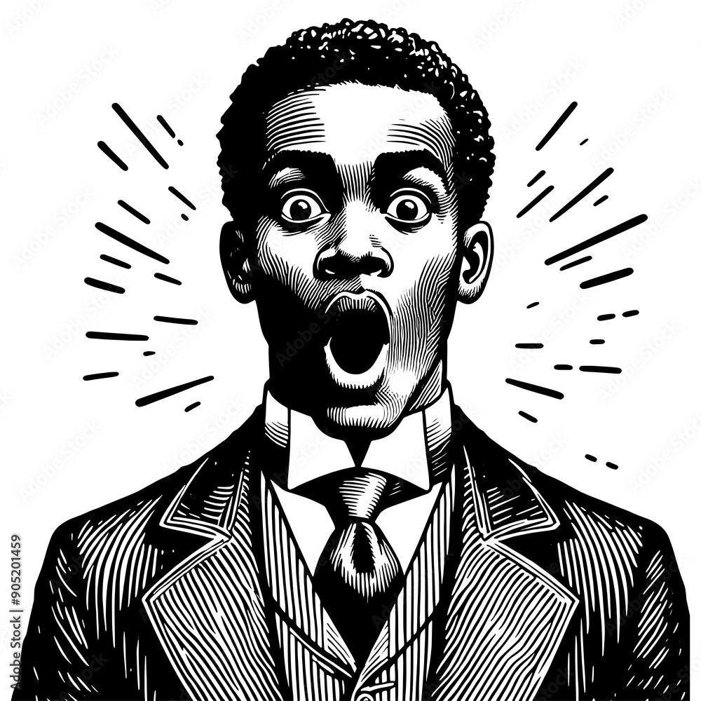 surprised man businessman in a suit with shocked expression, mouth open ...