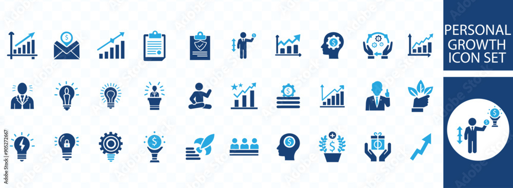PERSONEL GROWTH ICON SET. Containing performance, gain, improvement ...