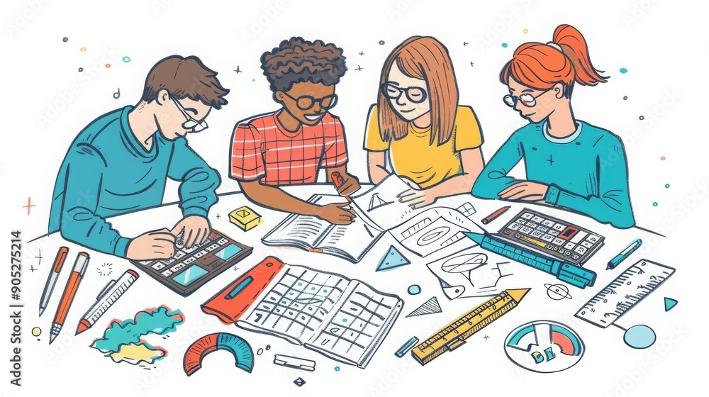 ภาพประกอบ Stock free clip art students working together , clip art ...