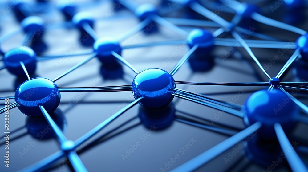 Network integration concept visualized with interconnected blue nodes ...