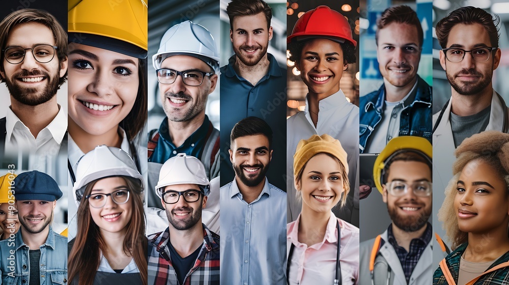 Many different professions collage Happy people portraits mix Lot ...