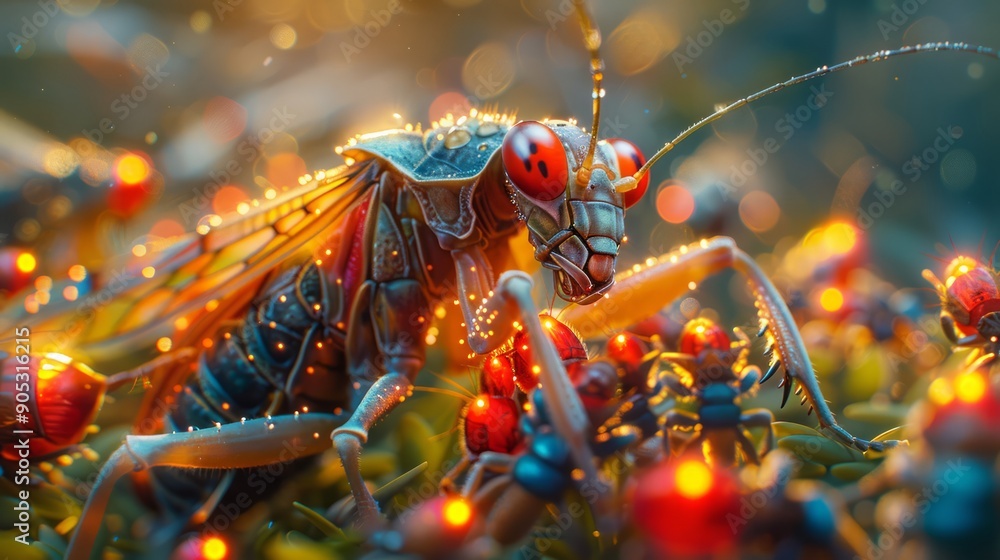 An 8K high-resolution 3D image of a diverse group of insects, including ...