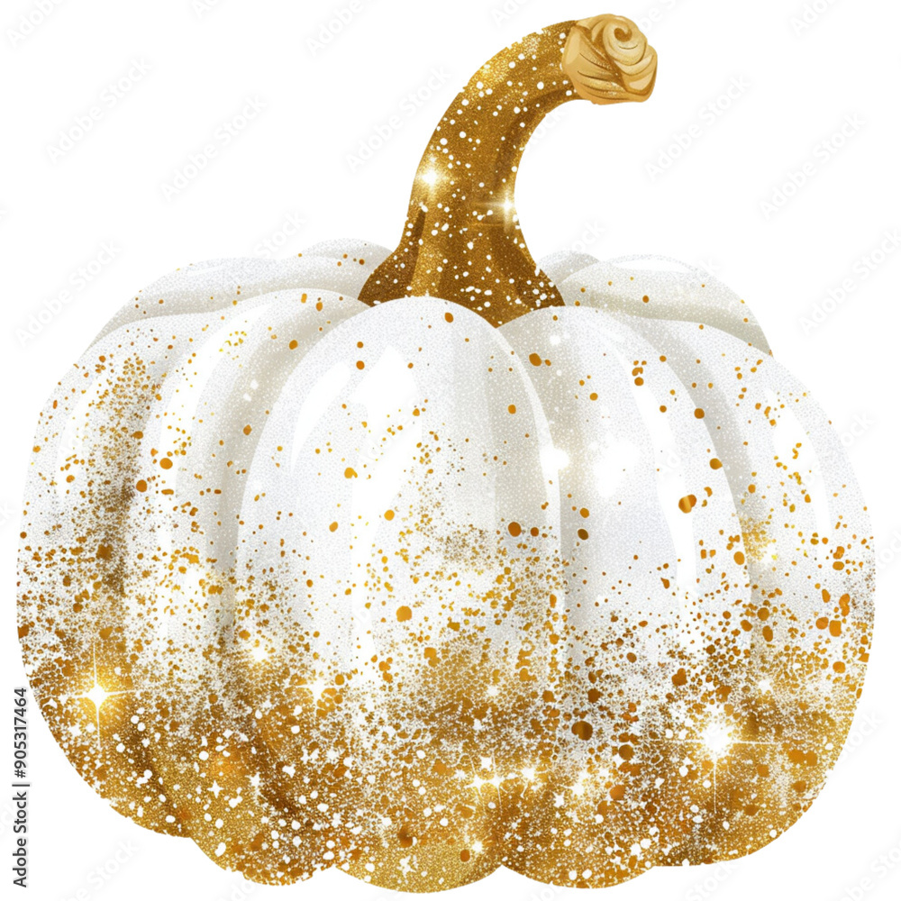 gold glitter fall pumpkin overlay transparent background png Stock ...