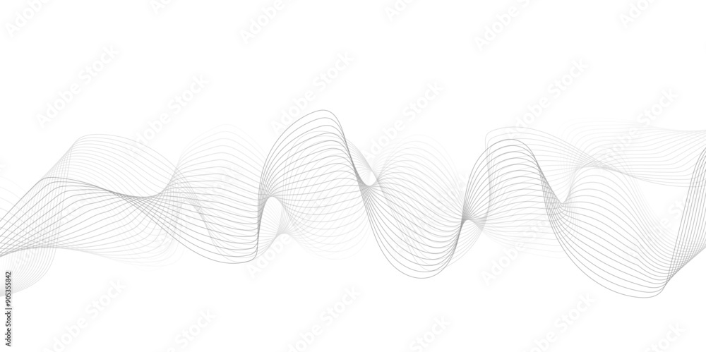 White wave curve lines banner background design. Abstract soft wave lines dynamic flowing gray ...